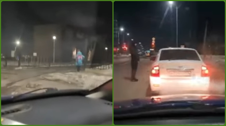На никој не му е јасно зошто ова девојче чека автобус во 3ипол ноќеска со ранец за во училиште