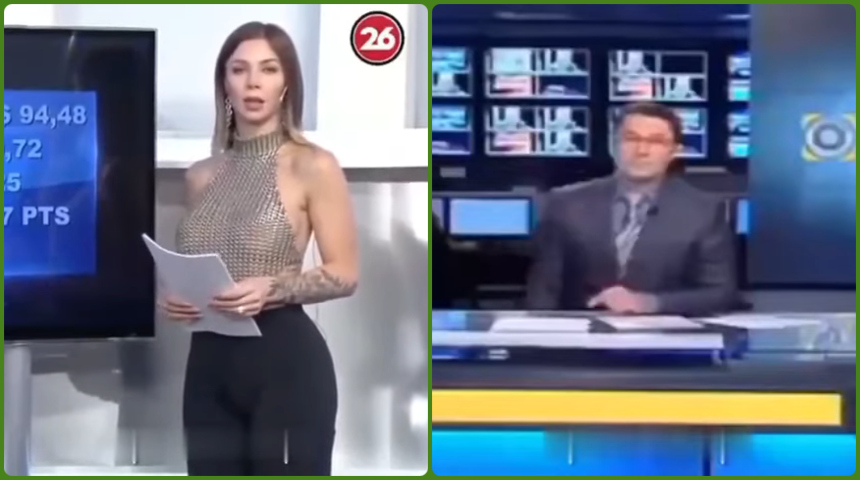 Вести кои ги заслужуваме Презентерката изгледа совршено па колегата немаше што друго да прави