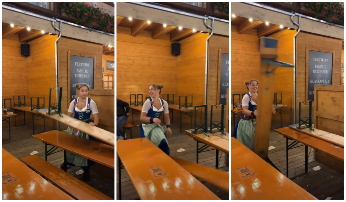 Силната германка знае како да го размести „Октоберфест“ за 5 секунди ...